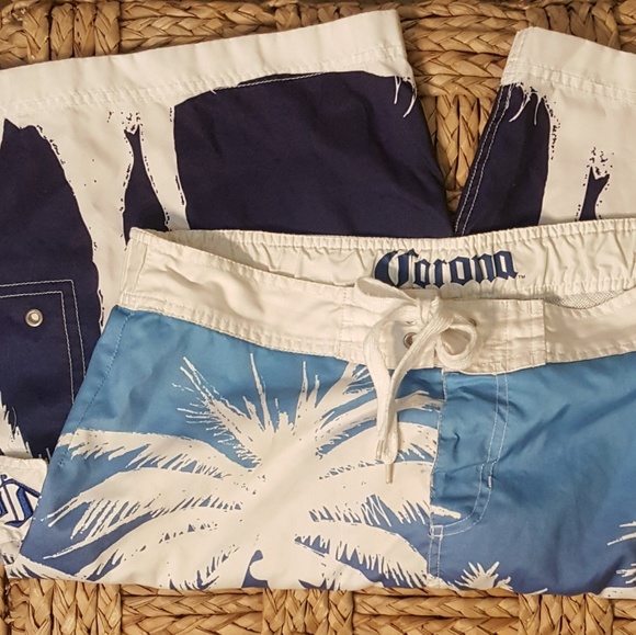 Corona | Swim | 34 Swim Board Trunks Corona Beer Palm Tree Print | Poshmark